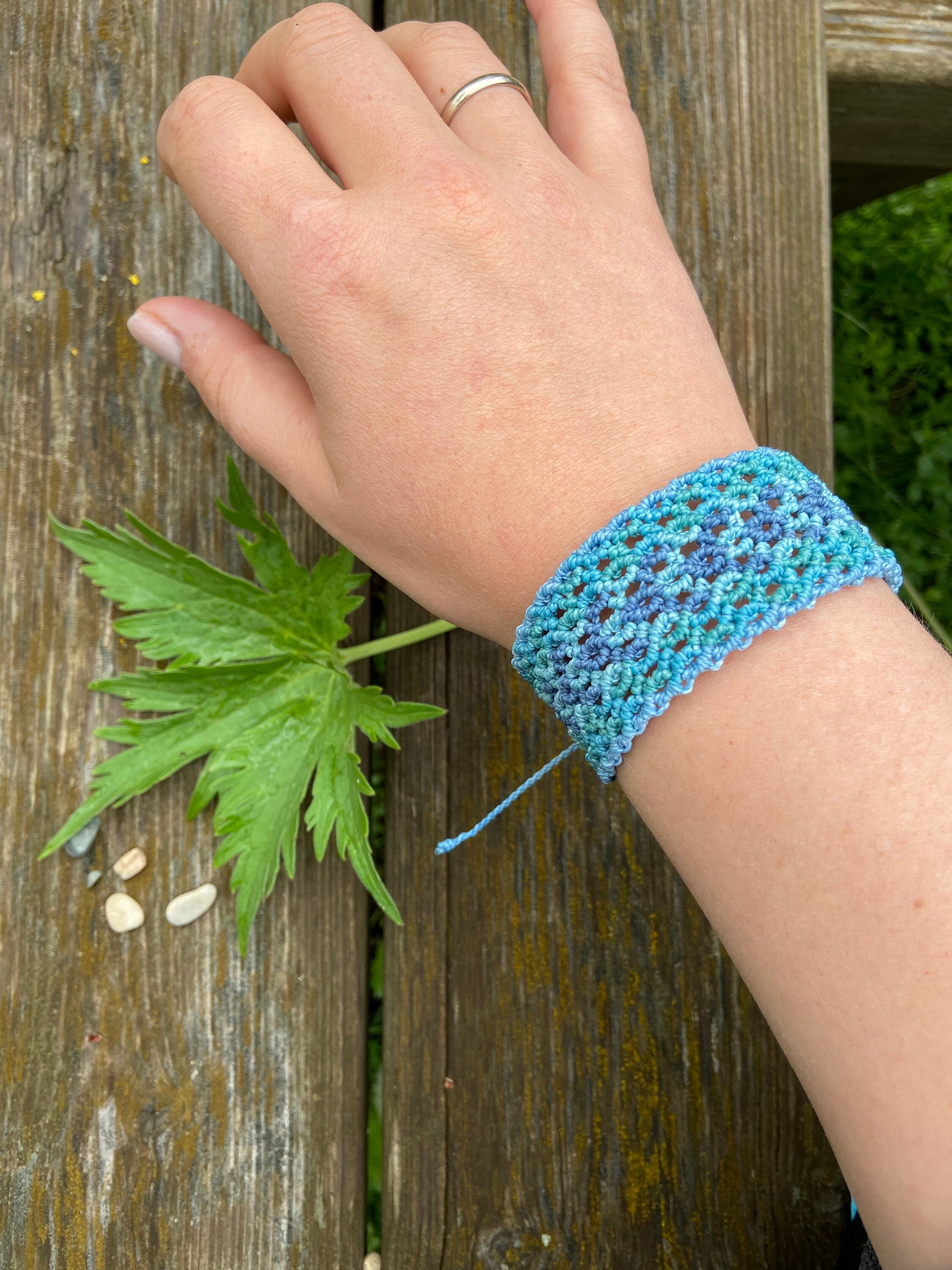 Pulsera macrame azul Pequeño diamante - Etsy España