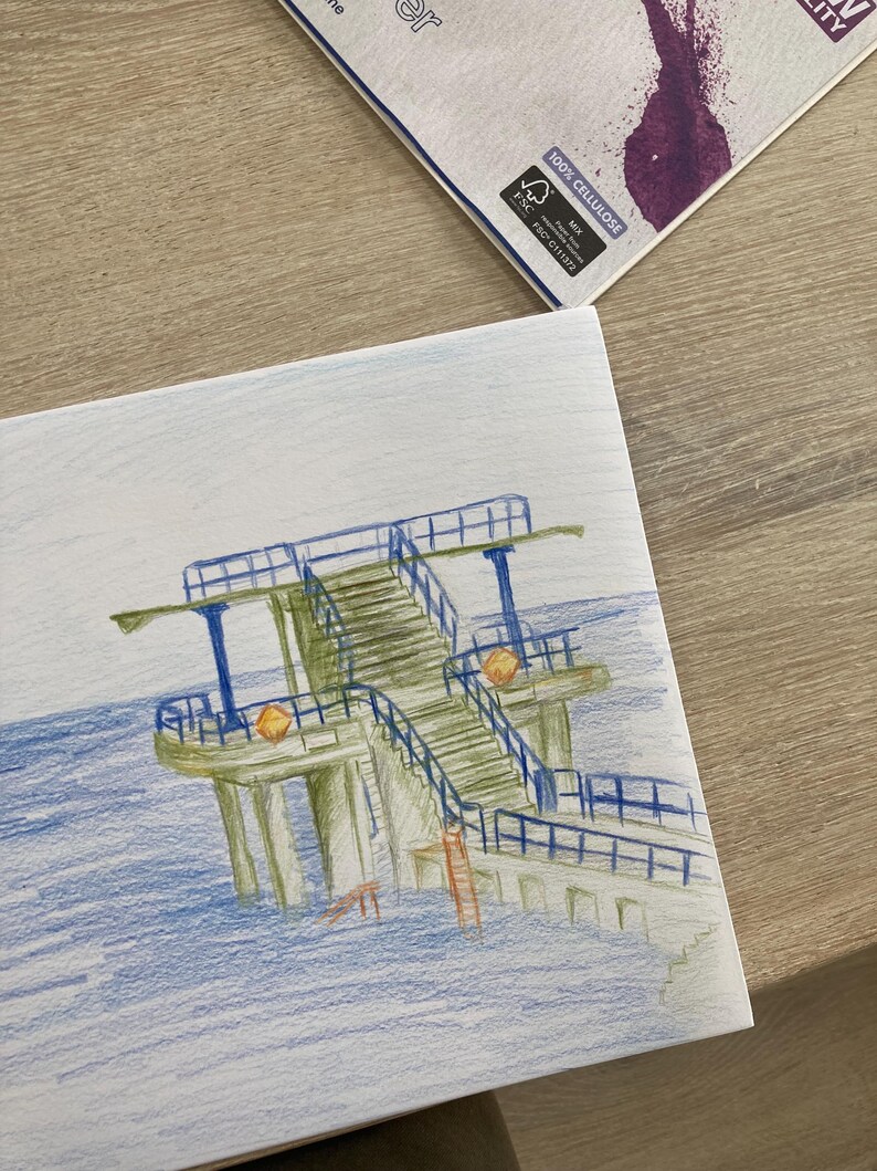 Original Pencil Drawing of ‘blackrock Diving Tower’, Salthill Promenade ...