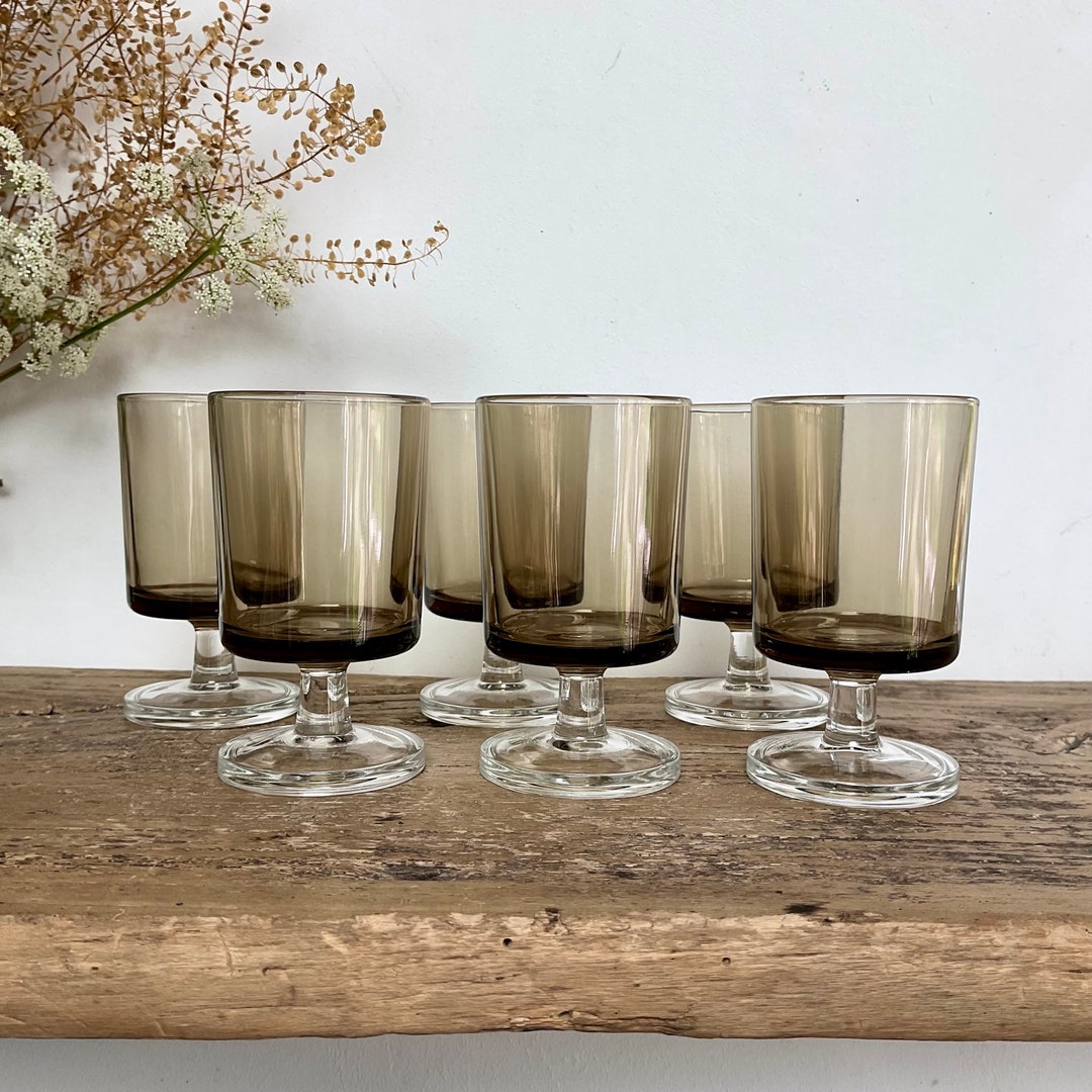 6 Small Smoked Glasses LUMINARC "cavaliers" France Vintage - Etsy