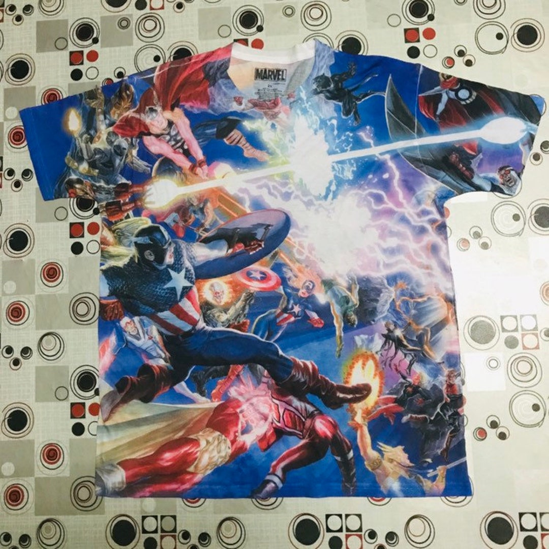 Rare! Marvel Comics Superhero All Over Print T-shirt Crewneck - Etsy