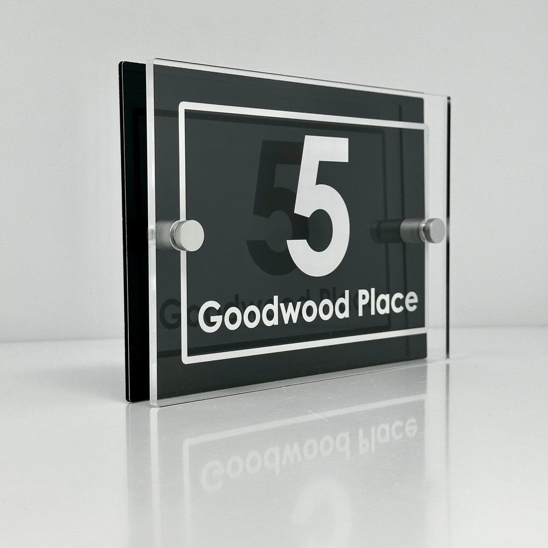 The Goodwood Modern House Sign With Perspex Acrylic Front, Aluminium ...