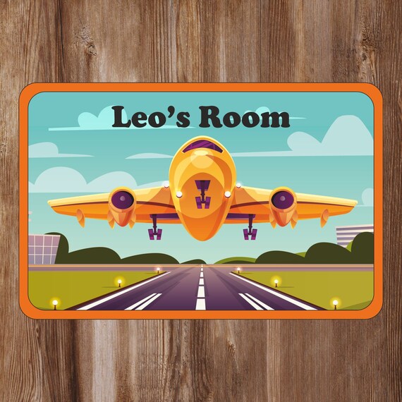 Aeroplane On A Runway Kids Bedroom Door Sign Personalised For | Etsy