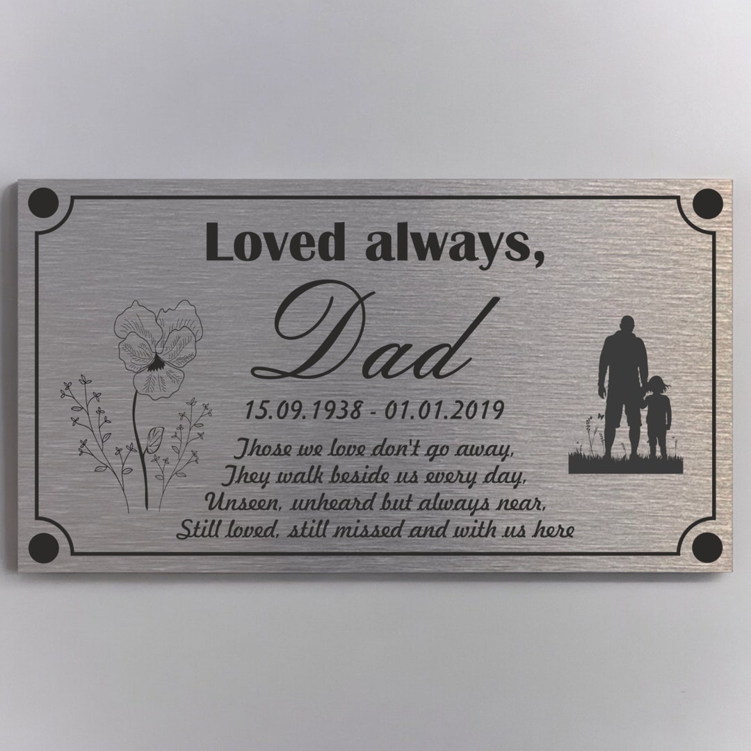 Memorial Plaque - Dad Design - Aluminium Sign Personalised With Any ...