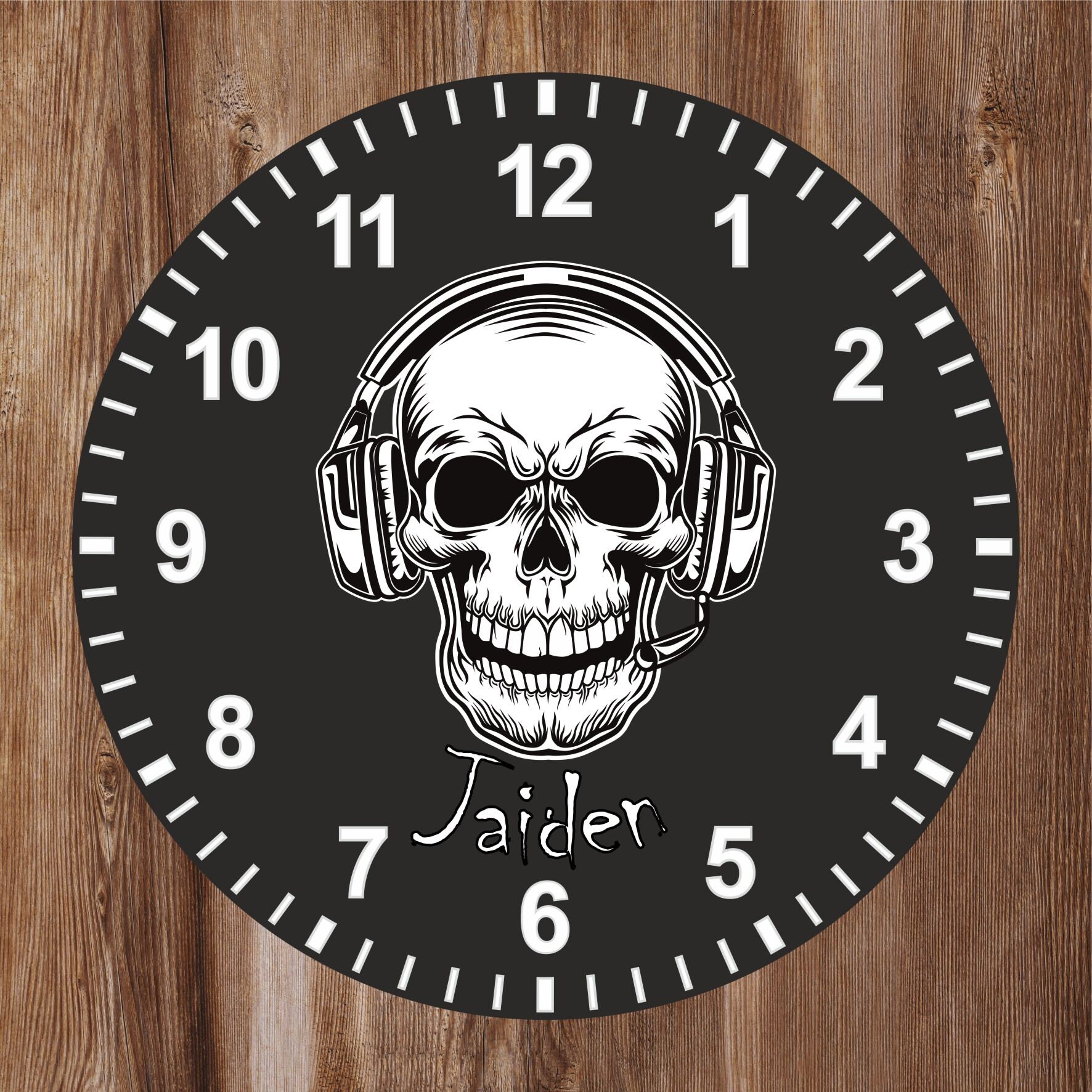 Skull Gaming Kids Clock Personalised with Any Name Size | Etsy