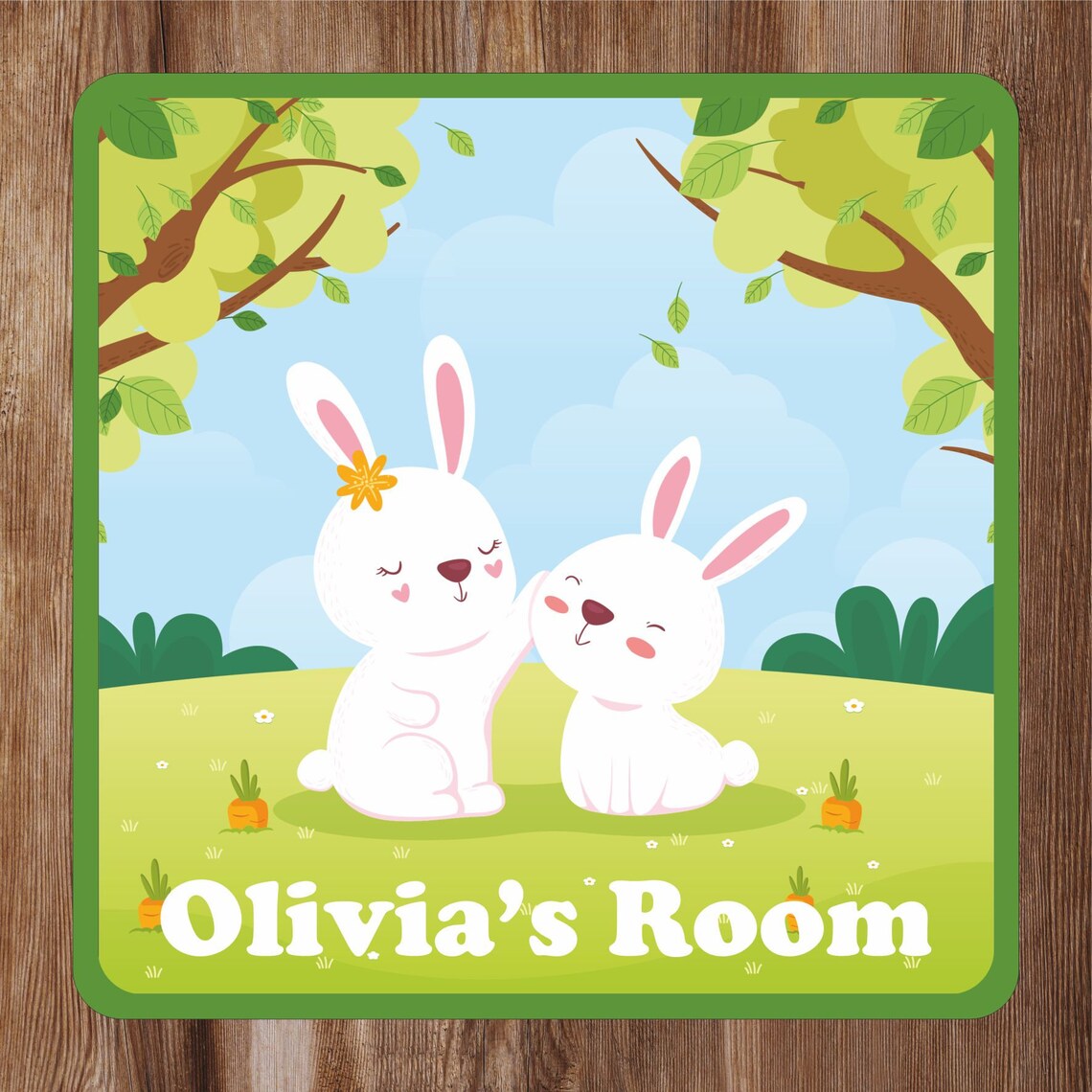 Cute Bunnies Kids Bedroom Door Sign Personalised for You Any | Etsy