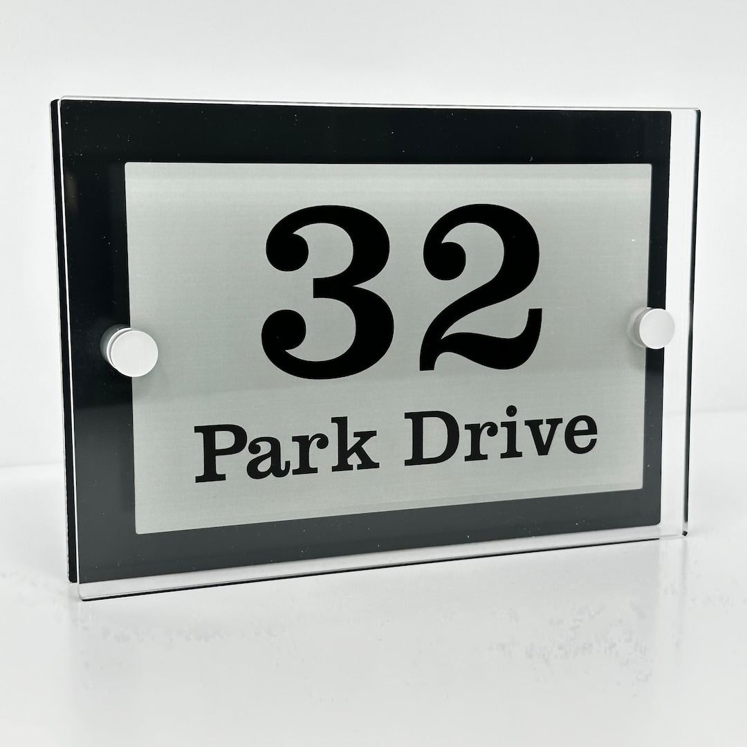 The Park Drive Modern House Sign With Perspex Acrylic Front, Aluminium ...