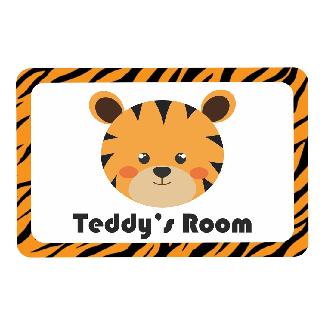 Tiger Kids Bedroom Door Sign Personalised for You Any Name Door Plaque ...