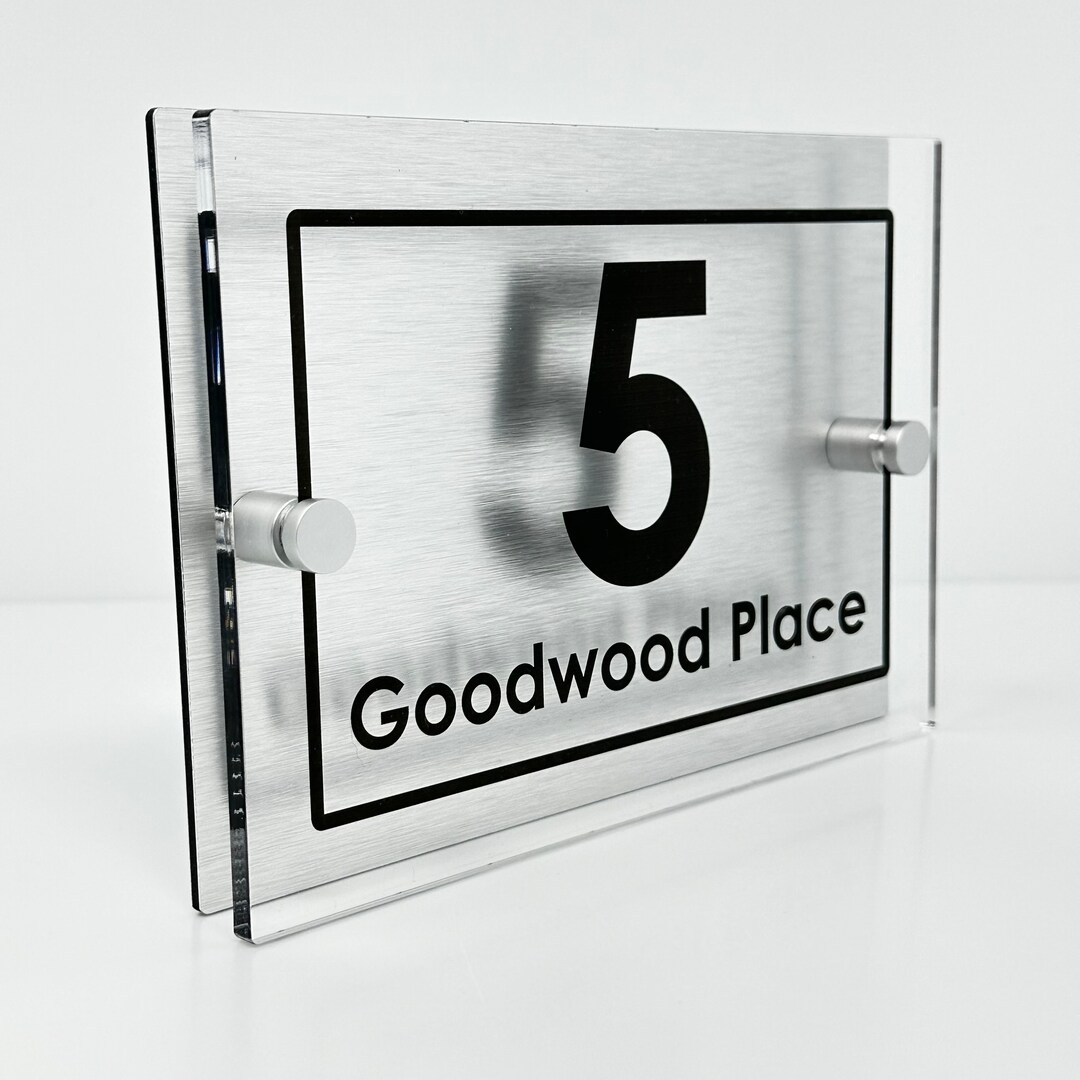 The Goodwood Modern House Sign With Perspex Acrylic Front, Aluminium ...