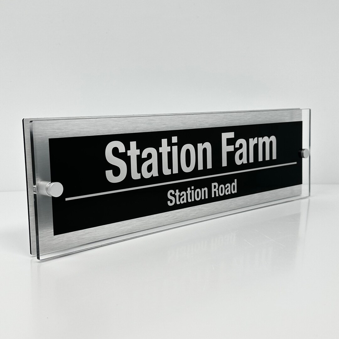 The Station Farm Modern House Sign With Perspex Acrylic Front ...