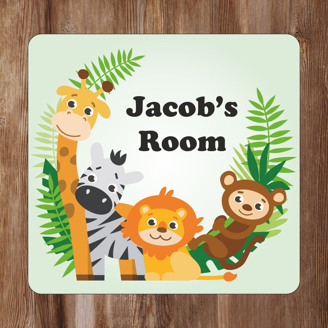 Kids Giraffe Zebra Lion and Monkey Bedroom Door Sign | Etsy