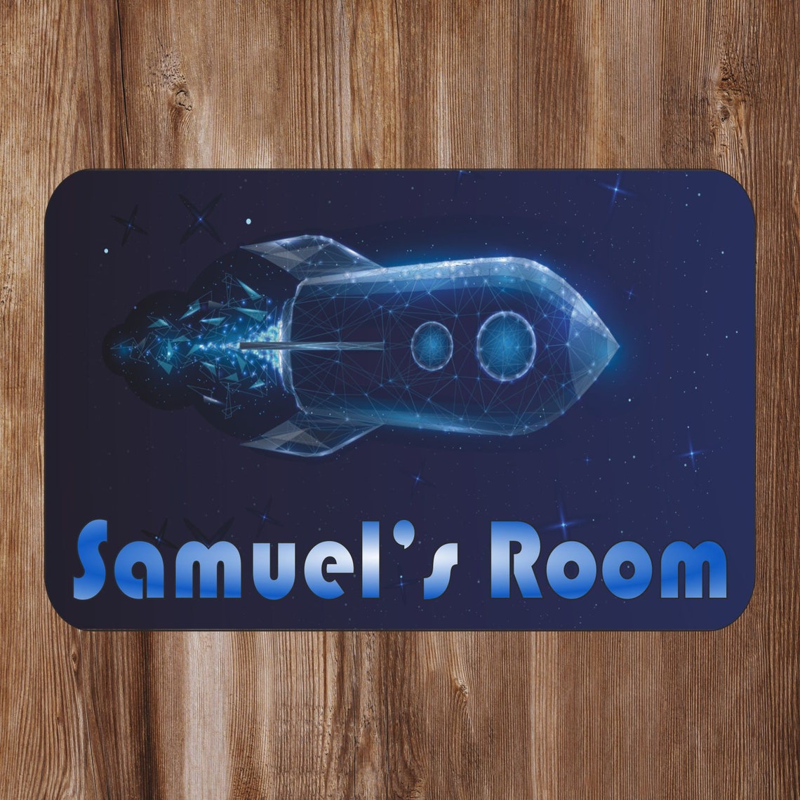 Blue Rocket Kids Bedroom Door Sign Personalised for You Any - Etsy
