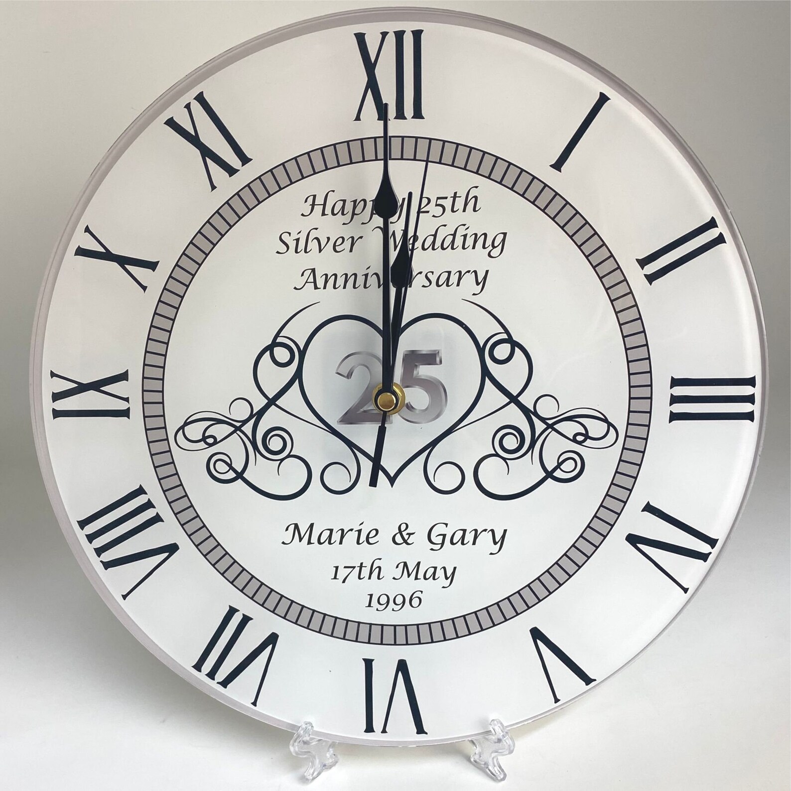 Unique Personalised 25th Silver Wedding Anniversary Clock - Etsy UK