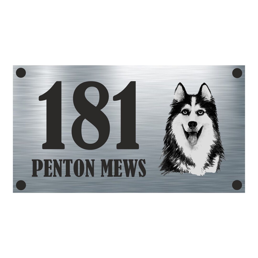 Dog Collection - Siberian Husky Aluminium House Sign Personalised With ...