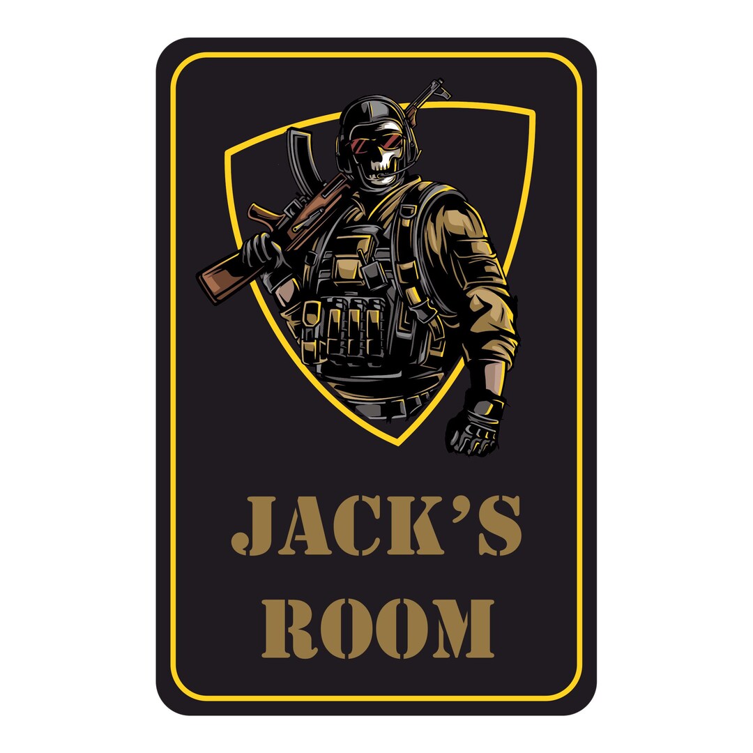 Black Army Gaming Room Kids Bedroom Door Sign Personalised for You ...