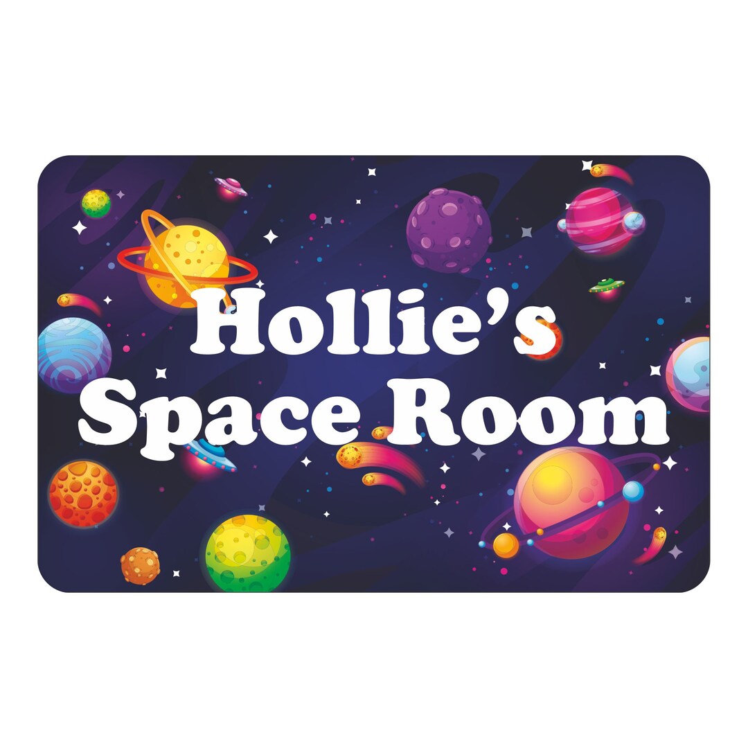 Space Design With Planets Kids Bedroom Door Sign Personalised for You ...