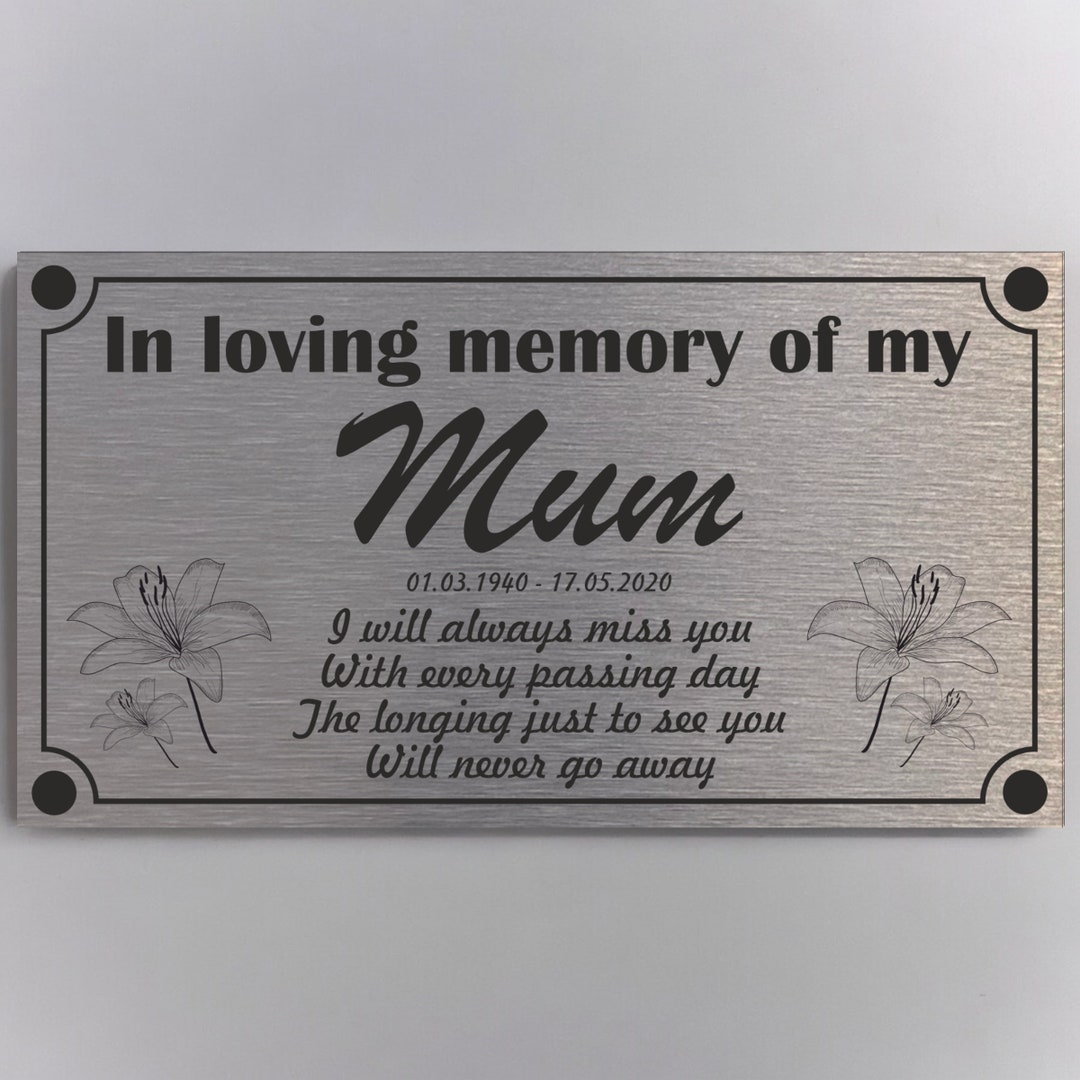 Memorial Plaque - Mum Design / Flower Design - Aluminium Sign ...