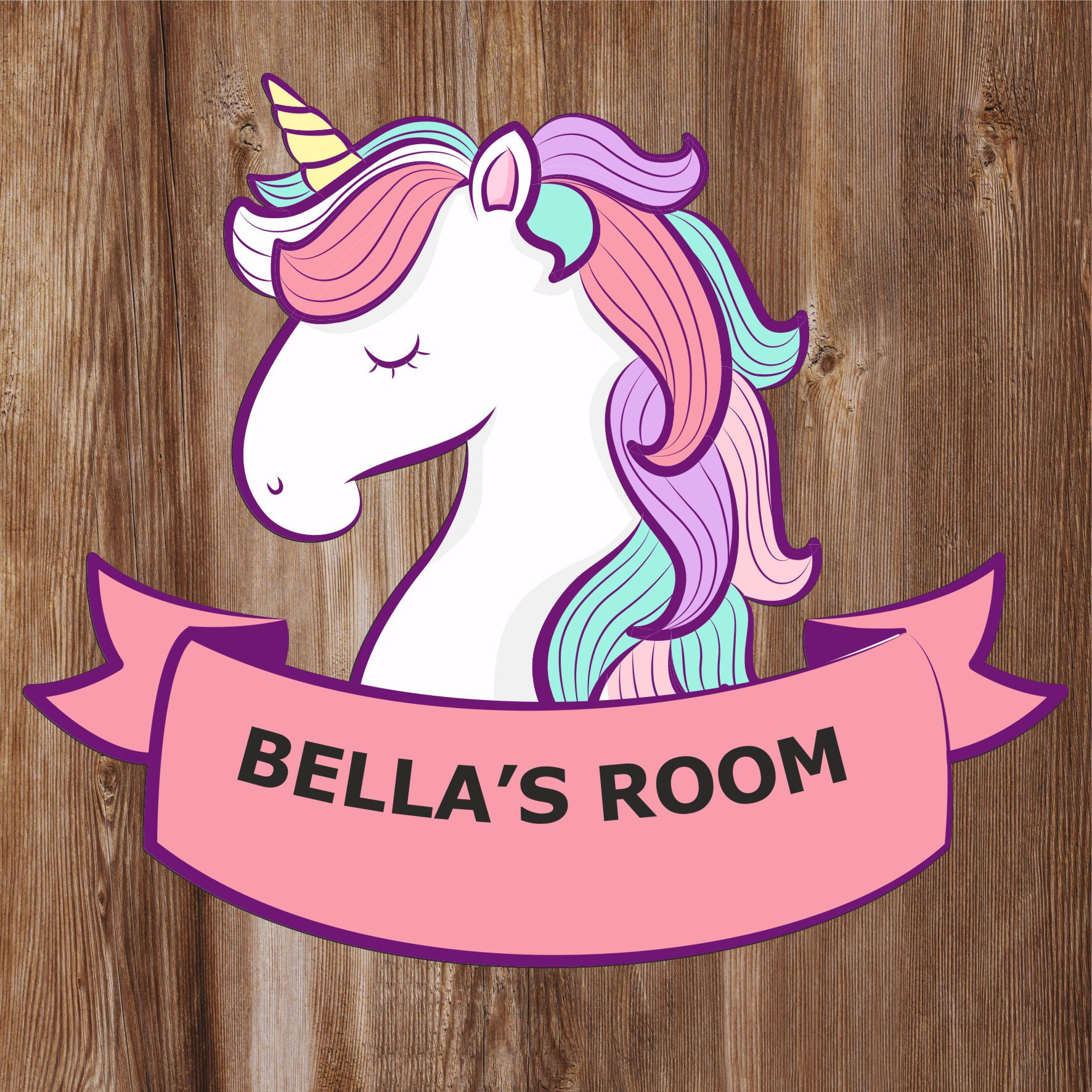 Kids Unicorn Shaped Bedroom Door Sign Personalised for You - Etsy