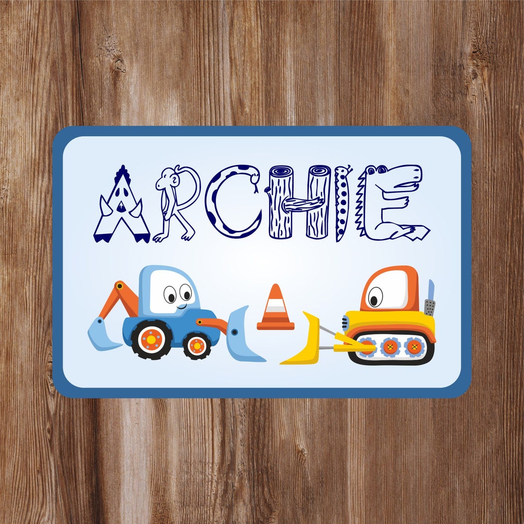 Digger Sign Kids Bedroom Door Sign Personalised With Any Name - Etsy