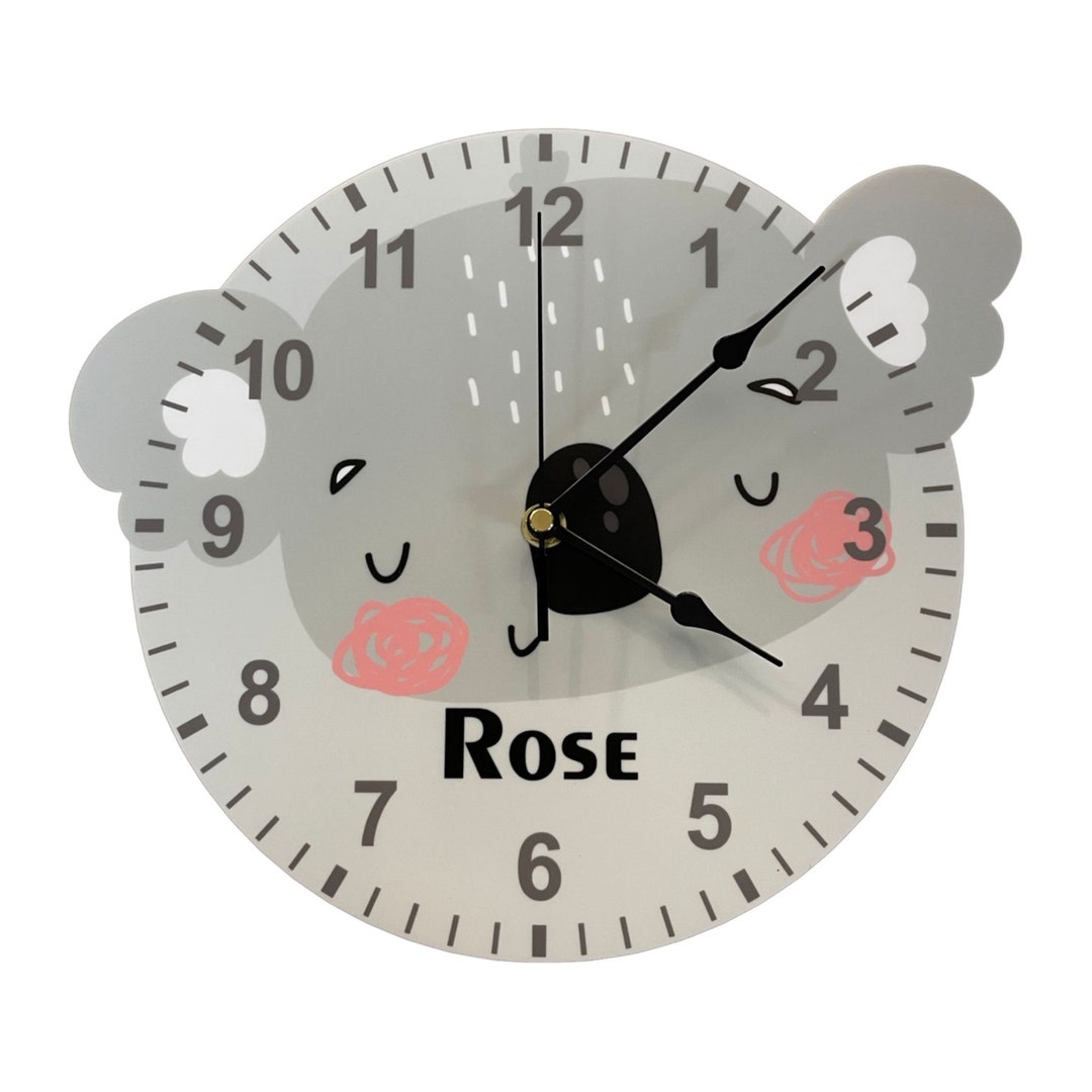 Koala Shaped Kids Clock Personalised With Any Name Wall - Etsy