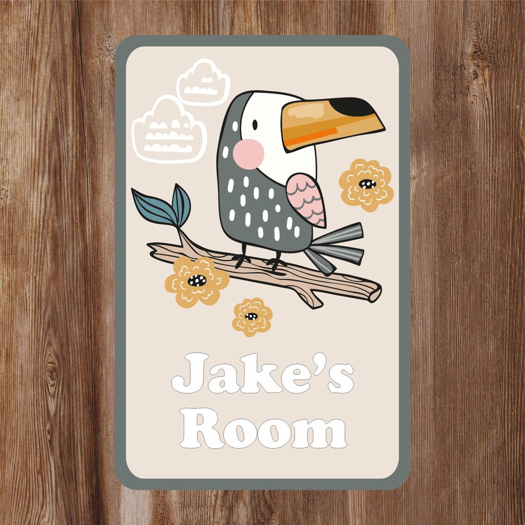 Cute Toucan Kids Bedroom Door Sign Personalised for You Any - Etsy