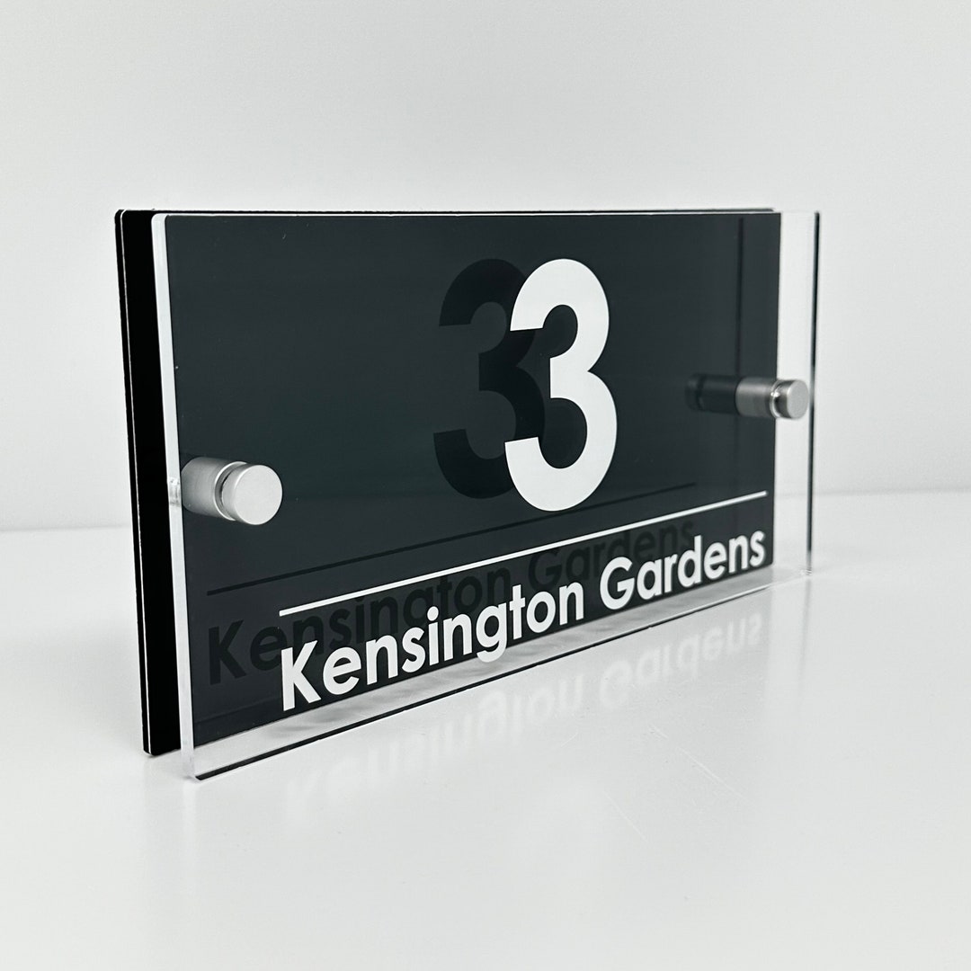 The Kensington Modern House Sign With Perspex Acrylic Front, Aluminium ...