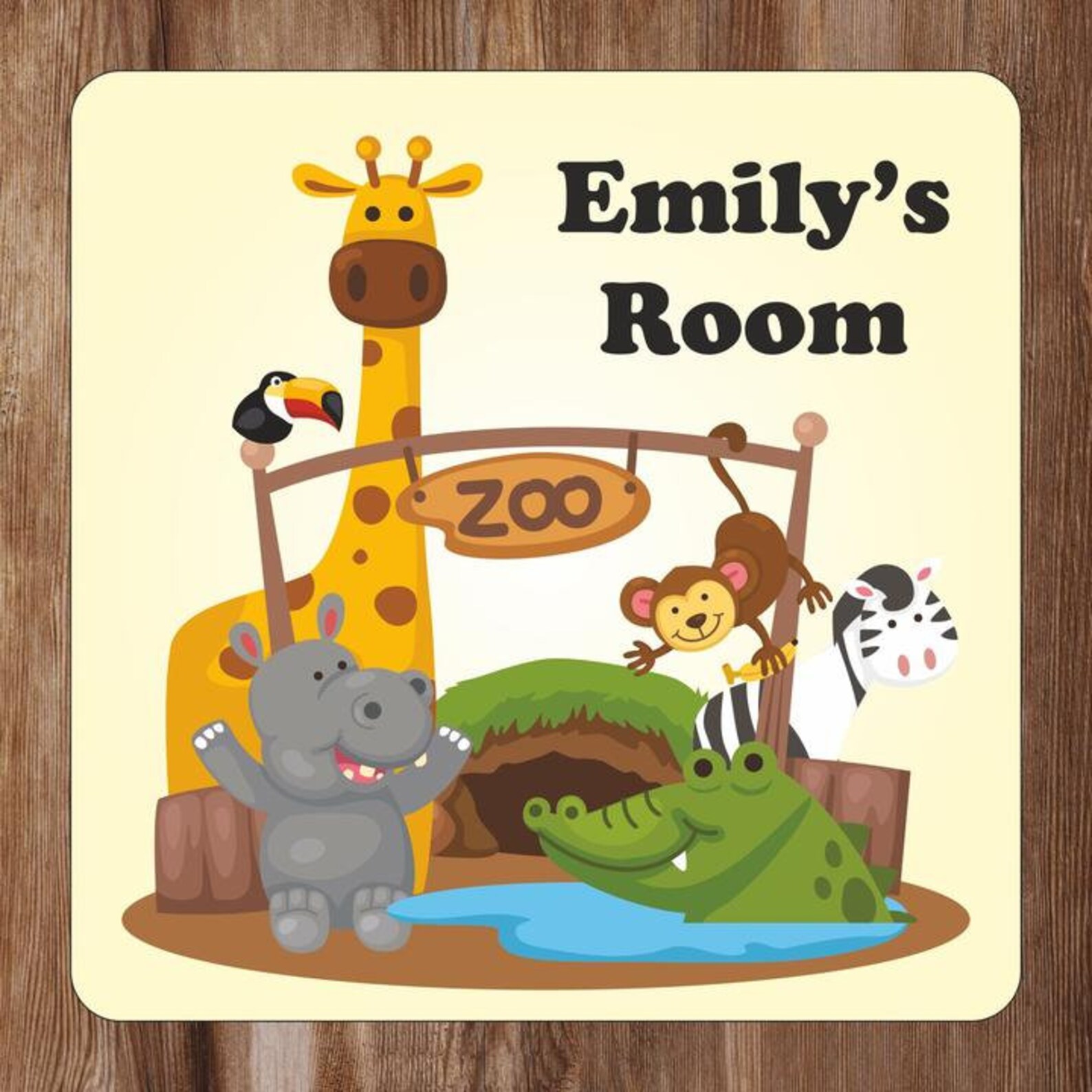 Yellow Zoo Kids Bedroom Door Sign Personalised for You Any - Etsy