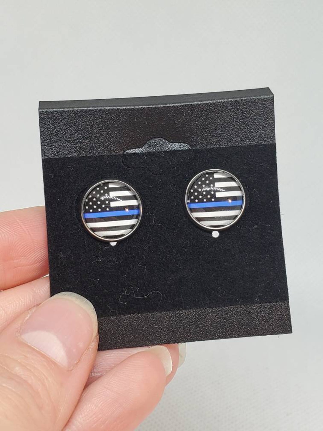 Thin Blue Line Stud Earrings Police Jewelry Blue Line - Etsy
