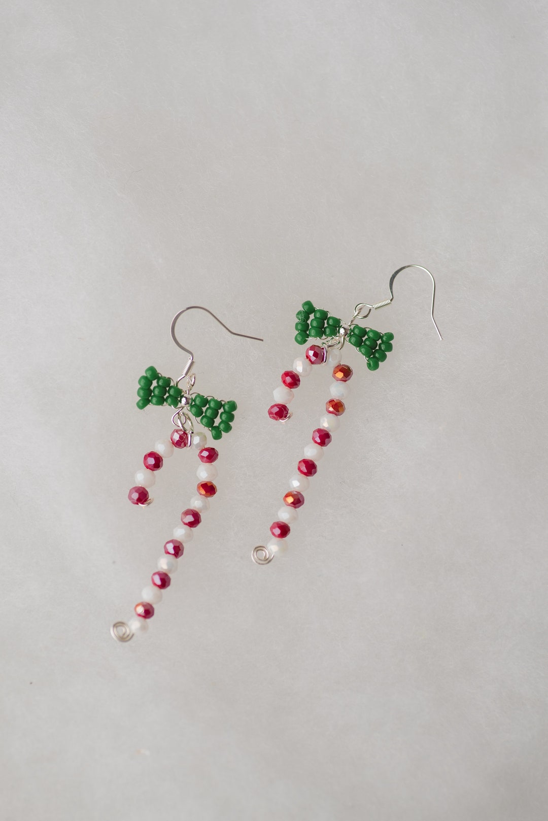 Wire Candy Cane Earrings, Christmas Earrings, Candy Cane Dangle ...