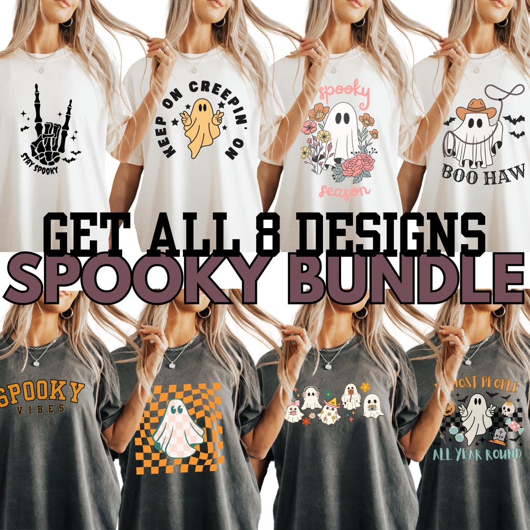 SPOOKY BUNDLE 8 Designs PNG Halloween Ghost Fall 2024 Dtf Dtg ...