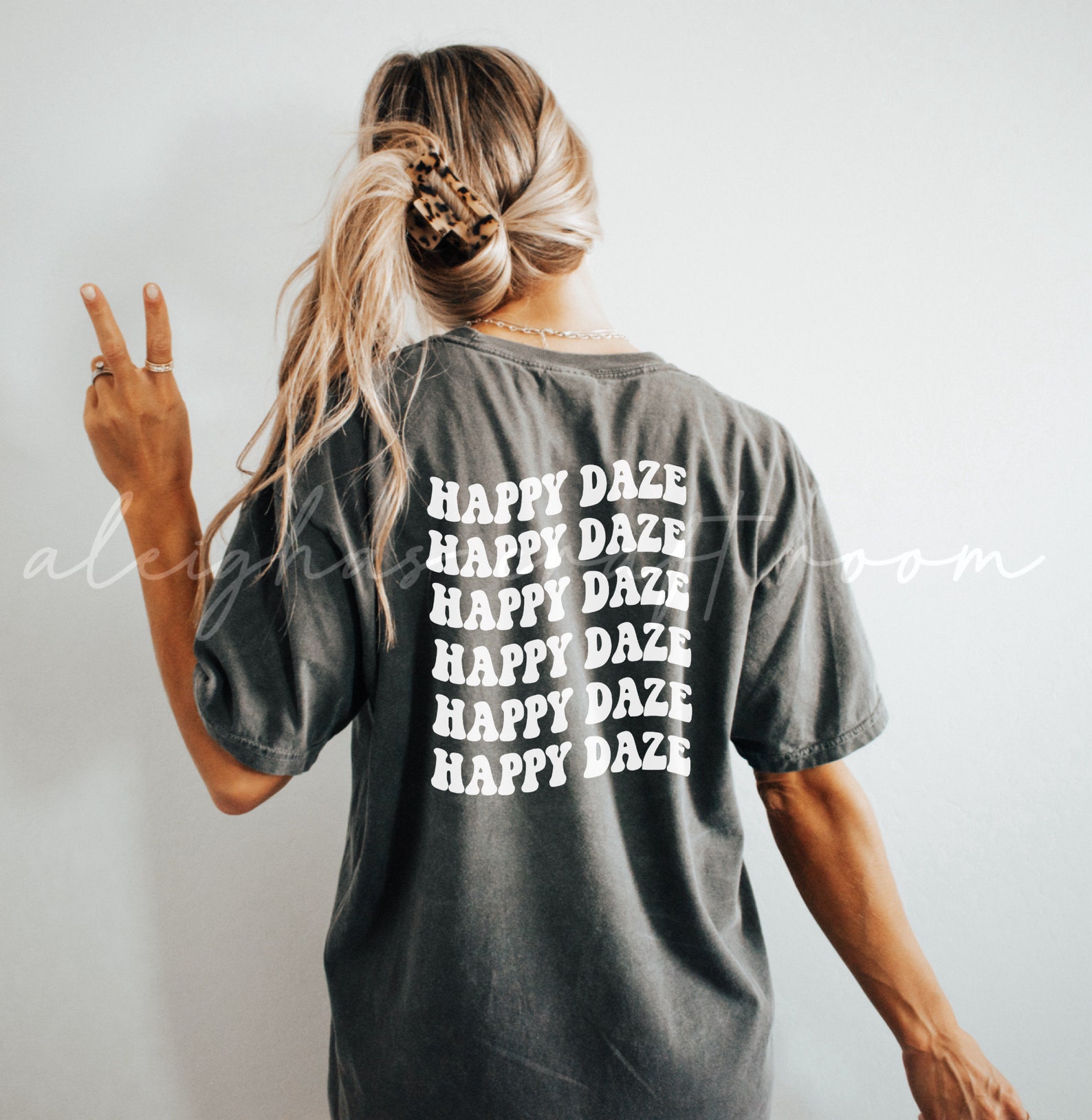 Happy Daze PNG File Download Black and White - Etsy