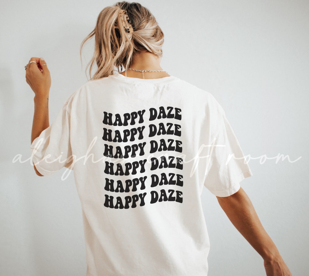 Happy Daze PNG File Download Black and White - Etsy