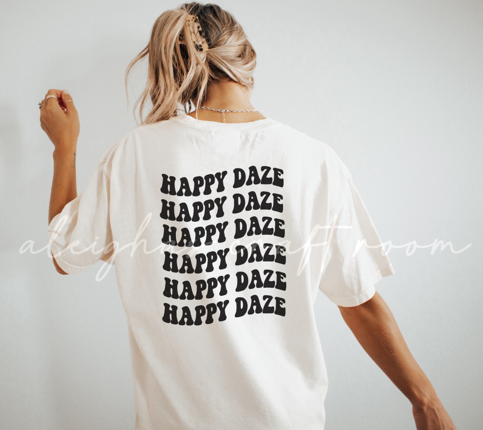 Happy Daze PNG File Download Black and White - Etsy