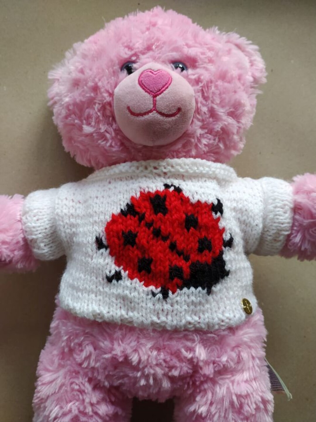 Hand Knitted Ladybug Jumper, Fit Built a Bears, Mixed Yarns, Free ...