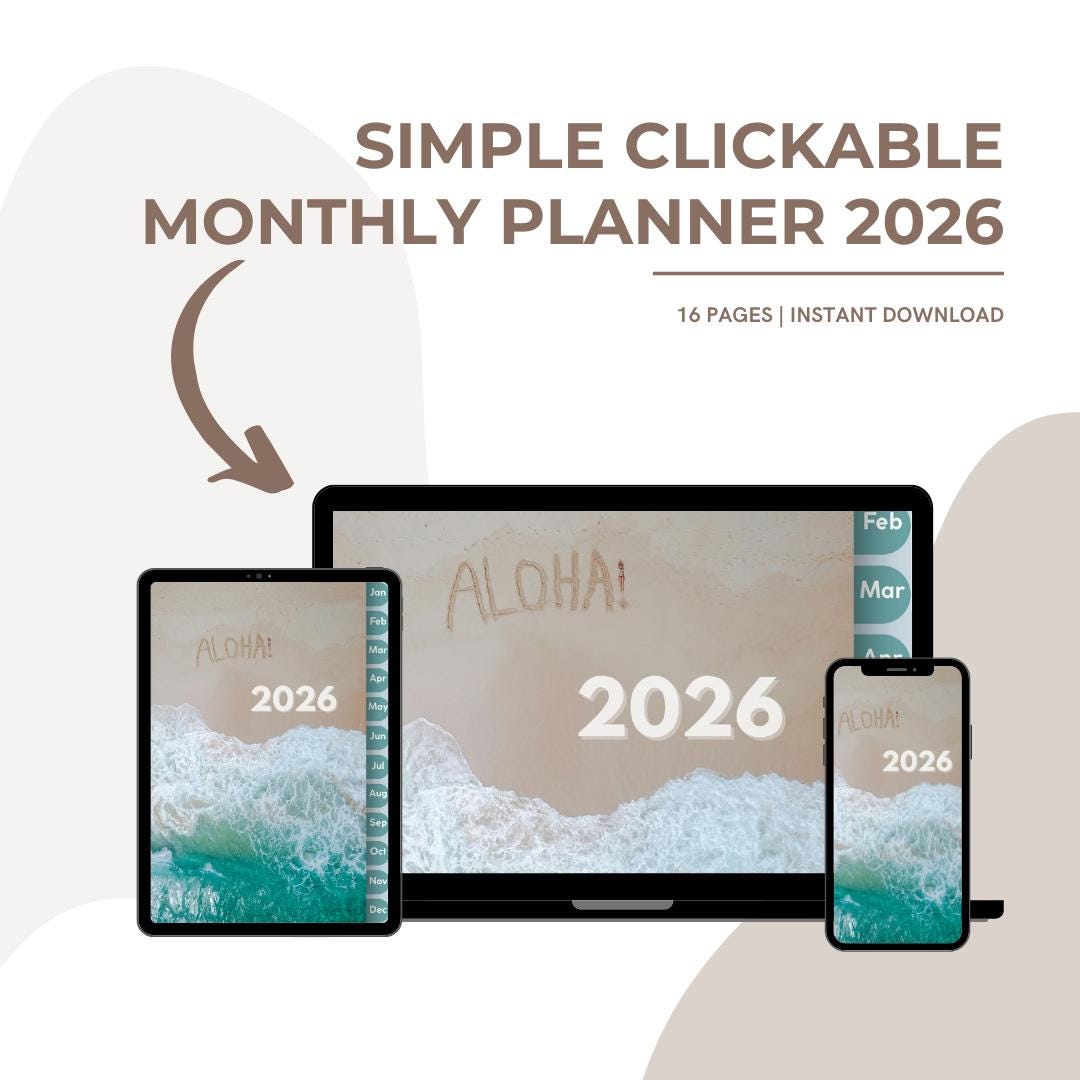 2026 Simple Monthly Digital Planner | Minimal Clickable iPad Planner ...