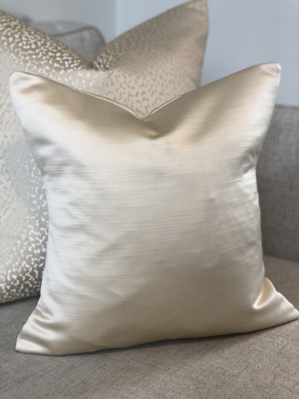 Luxury Cream Gold Satin High Quality Modern Handmade Cushion | Etsy