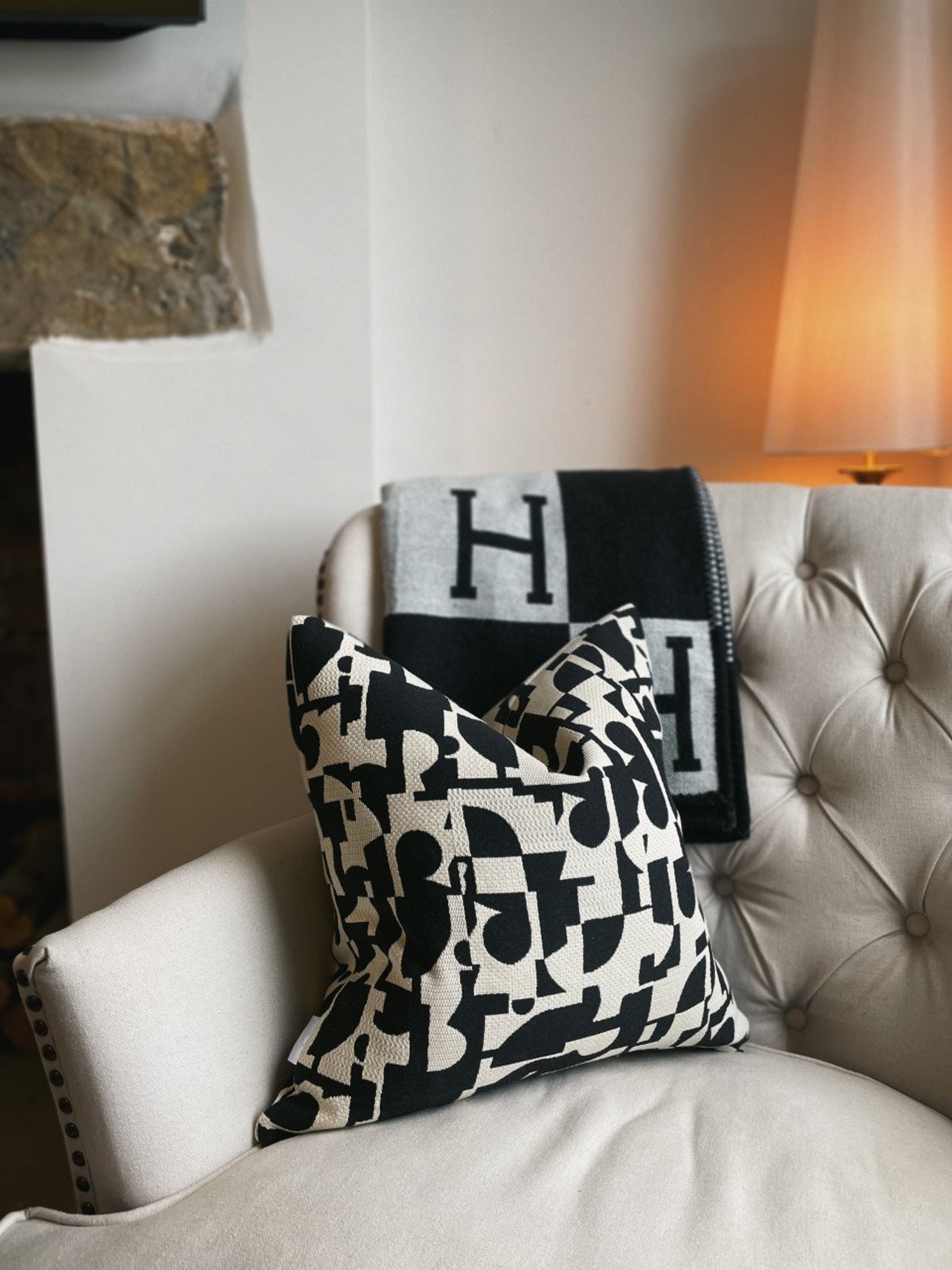 Luxury Black White Cream Monochrome Pattern Abstract Geometric - Etsy