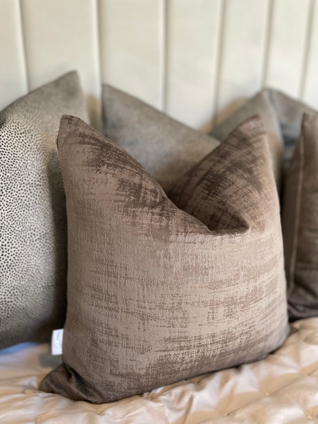 Luxury Brown Mocha Velvet Textured Cushion Cover Premium Feather - Etsy UK