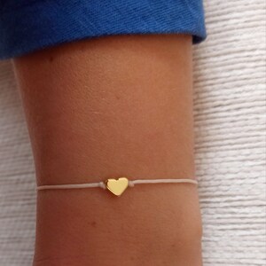 Heart Bracelet, Gold Tiny Heart Bracelet, Silver Bracelet, Love Charm ...