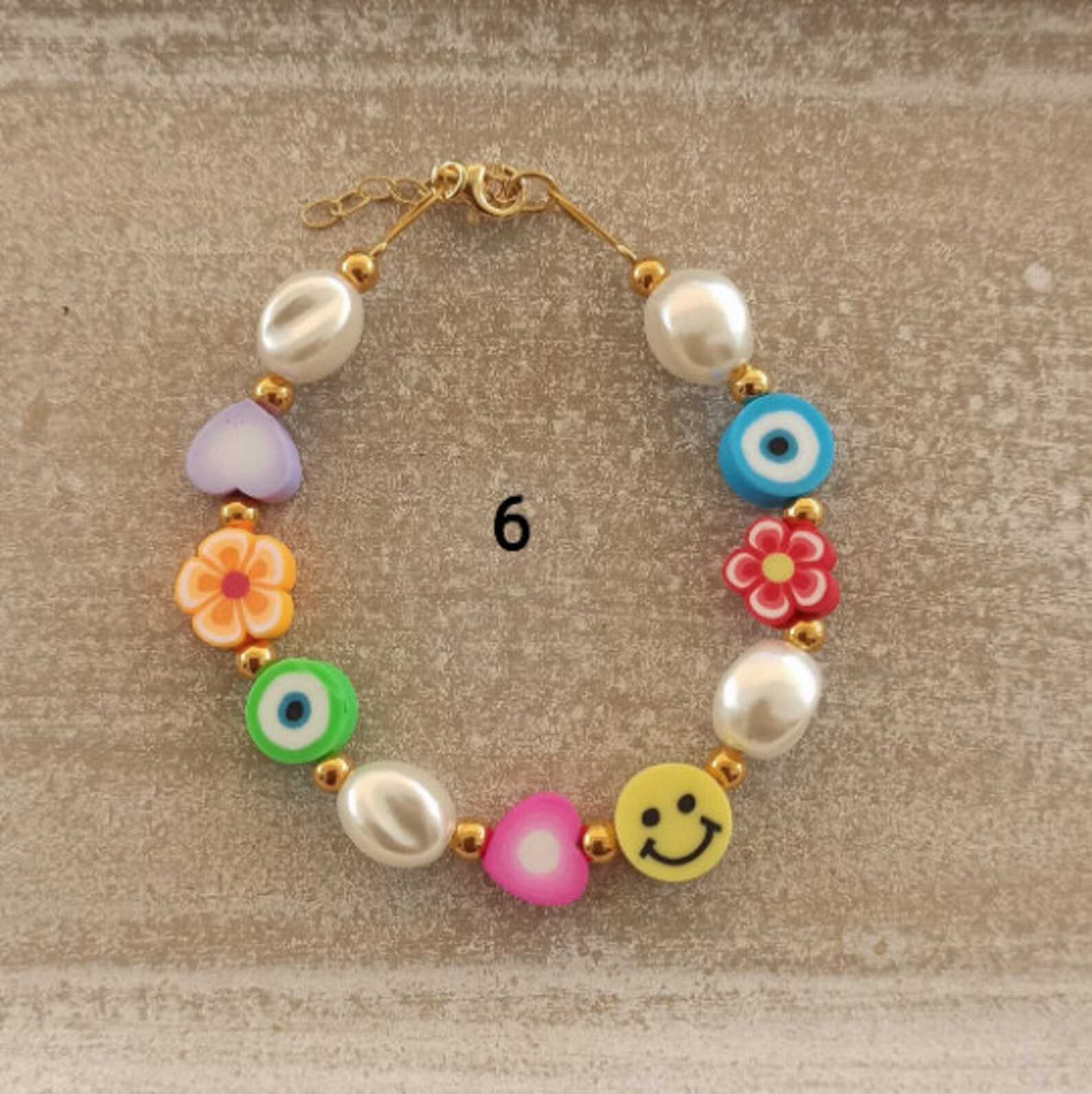 Smiley Face Pearl Braceletsstack Summer Braceletspearl - Etsy