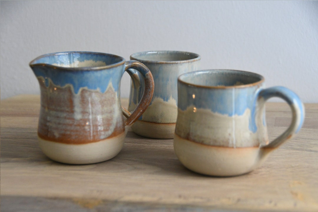 Set of Two Coffee Mugs and Milk Jug / Two Coffee Mug Set / - Etsy