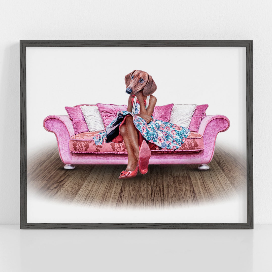 Dachshund Dog Gift, Weiner Dog Art Print, Animal in Art Illustration ...