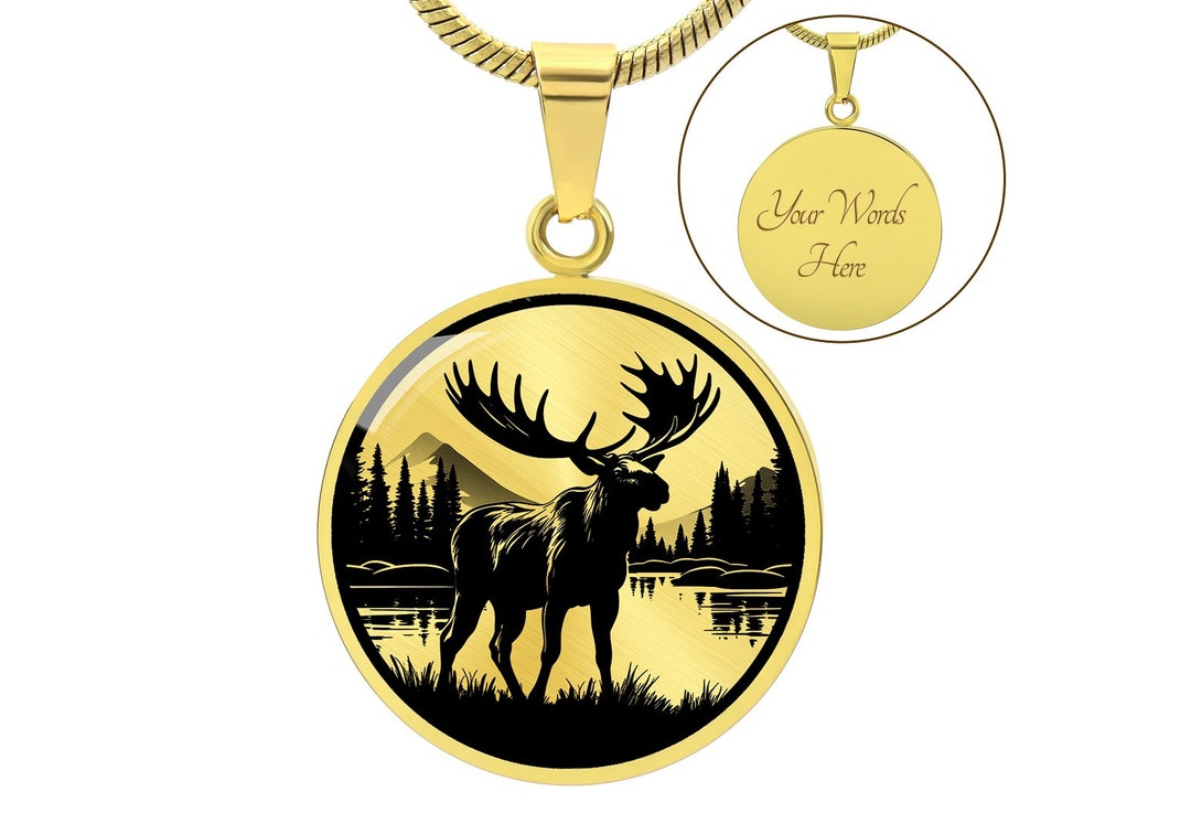 Personalized Moose Necklace, Moose Gift, Moose Pendant, Moose Jewelry ...