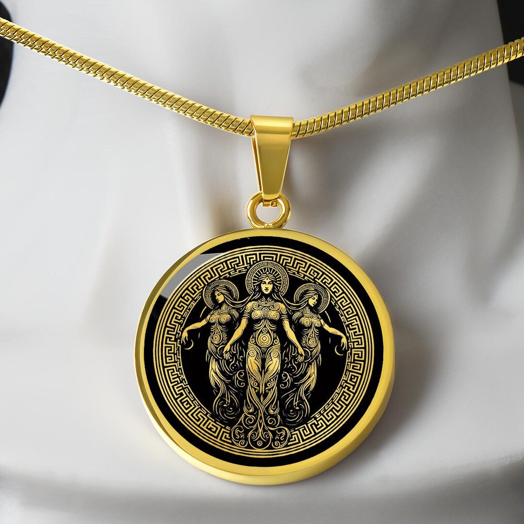 Personalized Moirai Necklace, the Fates Pendant, Clotho, Lachesis ...