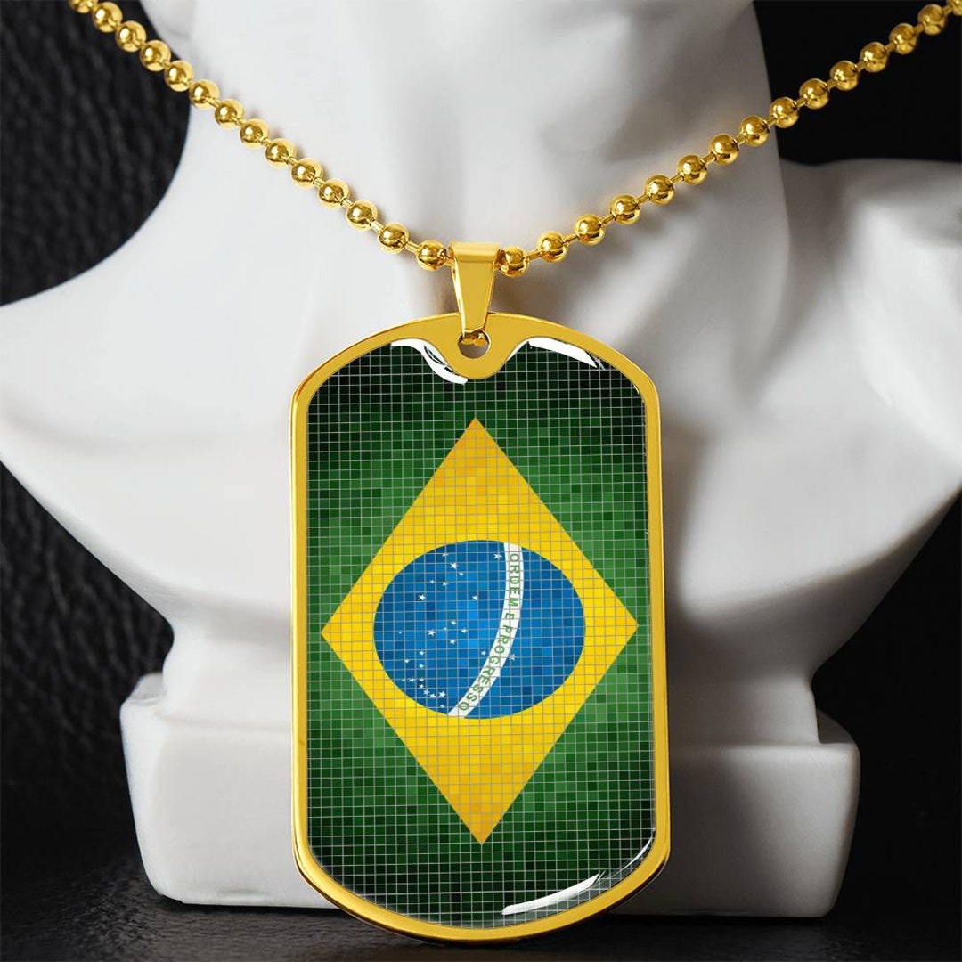 Personalized Flag of Brazil Necklace, Brazil Gift, Brazil Jewelry ...
