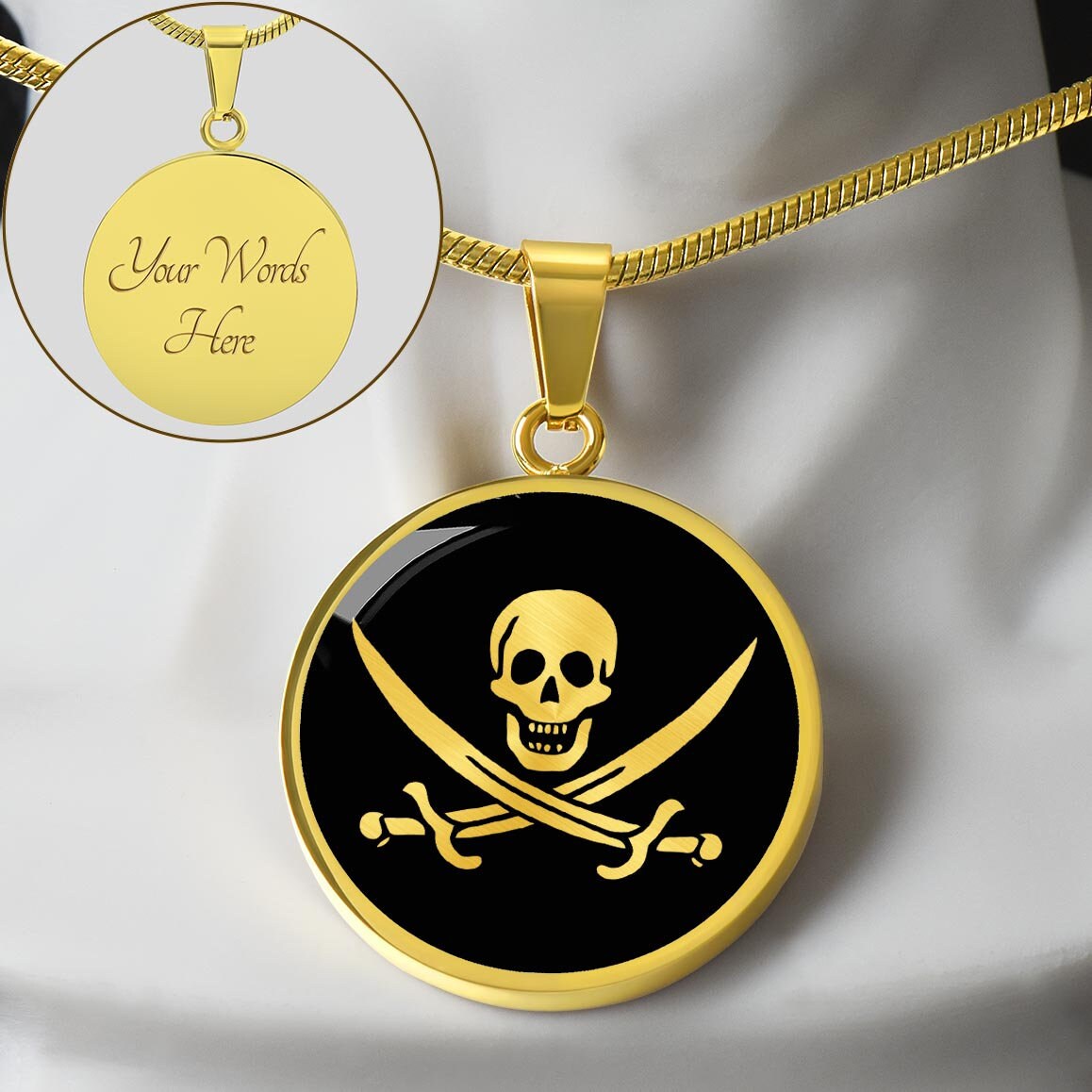 Calico Jack Rackham Pirate Flag Necklace, Jolly Roger Necklace ...