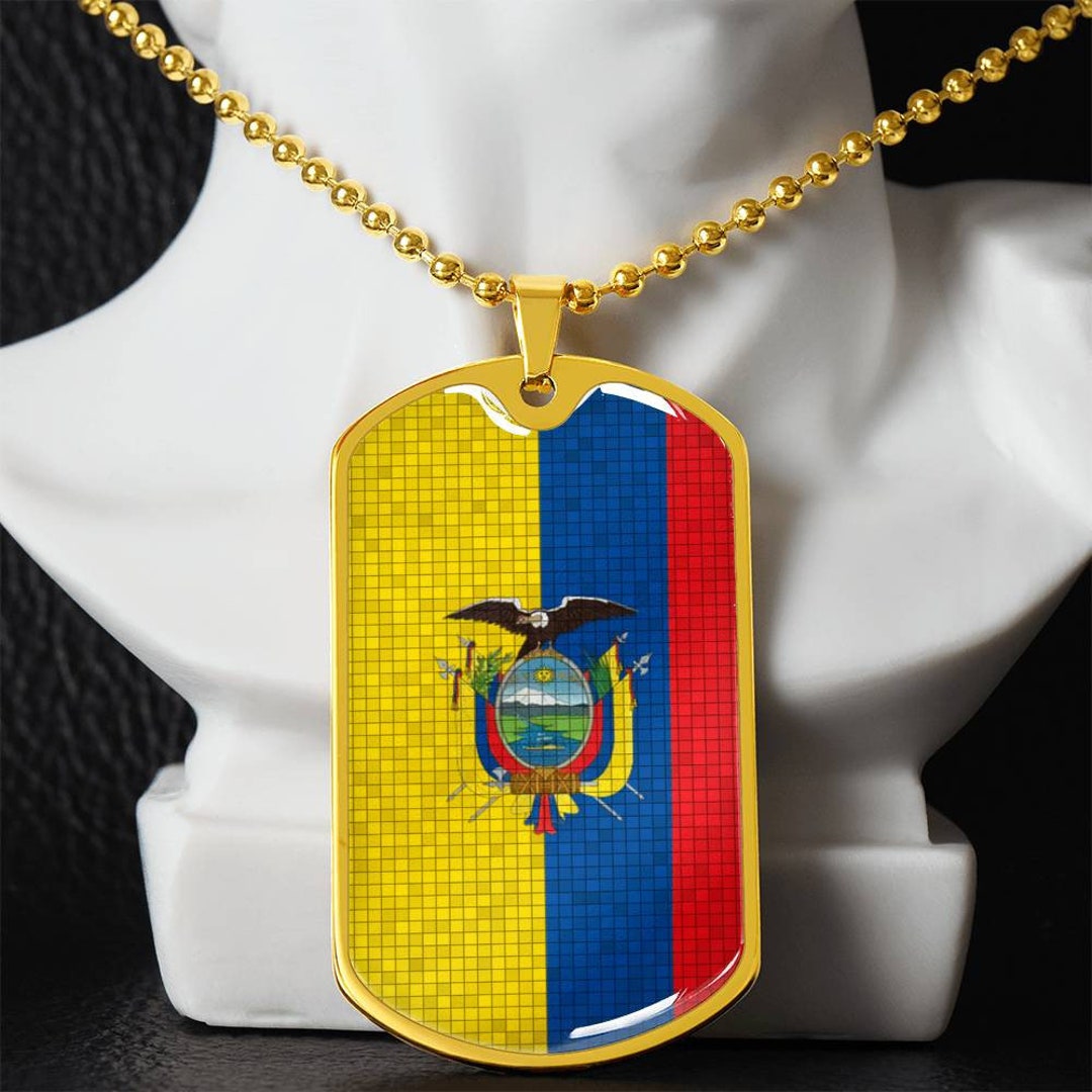Personalized Flag of Ecuador Necklace, Ecuador Gift, Ecuador Jewelry ...