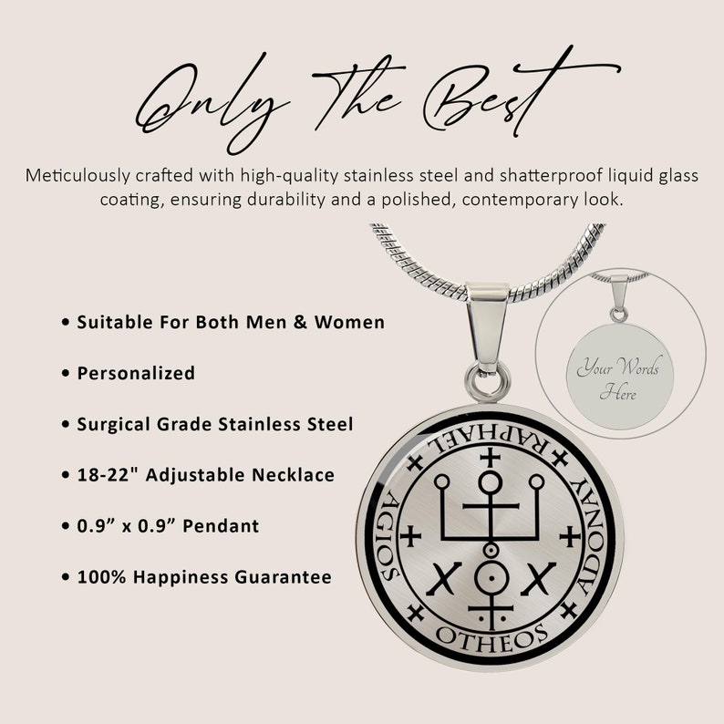 Sigil of Archangel Raphael Necklace, God Heals, Seal of Raphael Pendant ...
