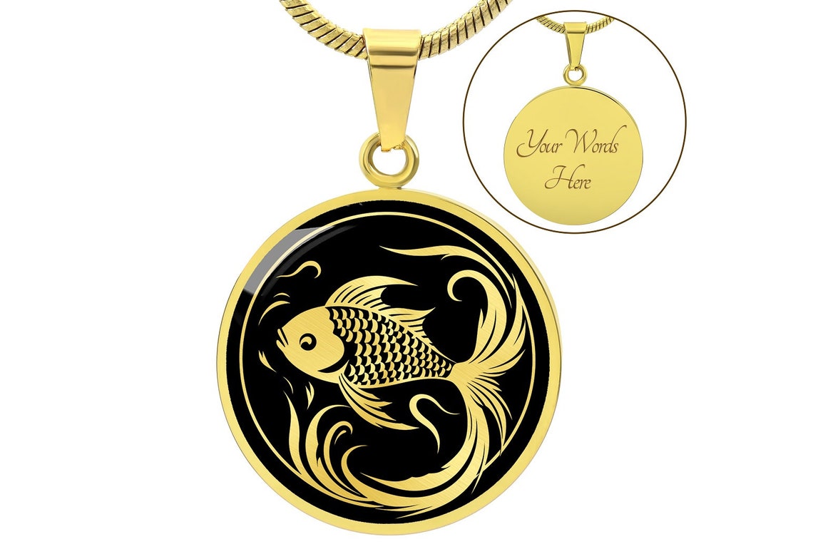 Personalized Goldfish Necklace, Goldfish Gift, Goldfish Pendant, Gold ...