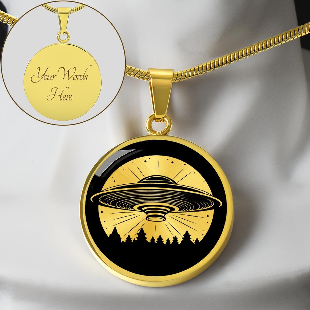 Personalized UFO Necklace, Spaceship Pendant, UFO Jewelry, Geeky Gift ...