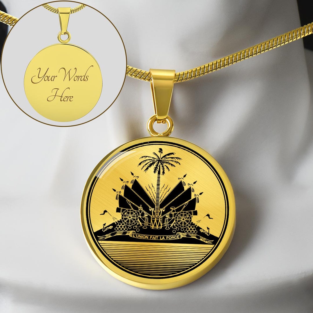 Personalized Haiti Emblem Necklace, Haiti Gift, Haiti Coat of Arms ...